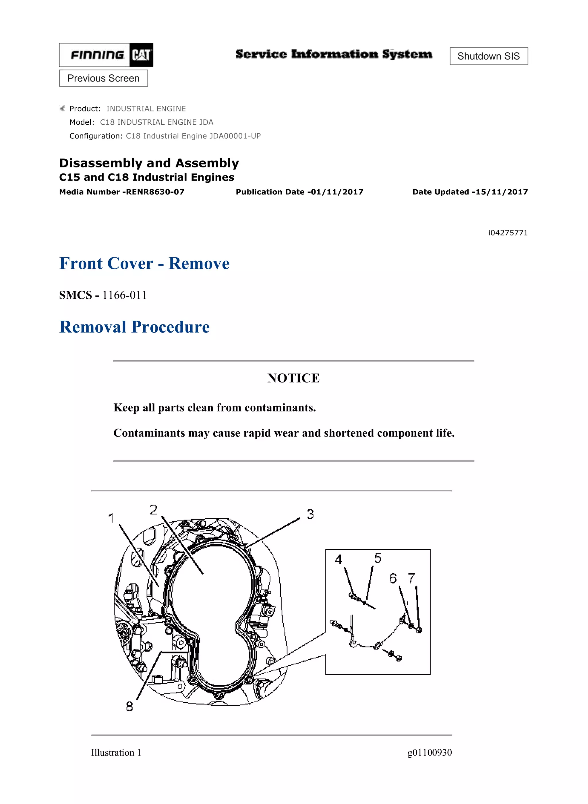 Caterpillar cat c18 industrial engine (prefix jda) service repair manual (jda00001 and up) | PDF