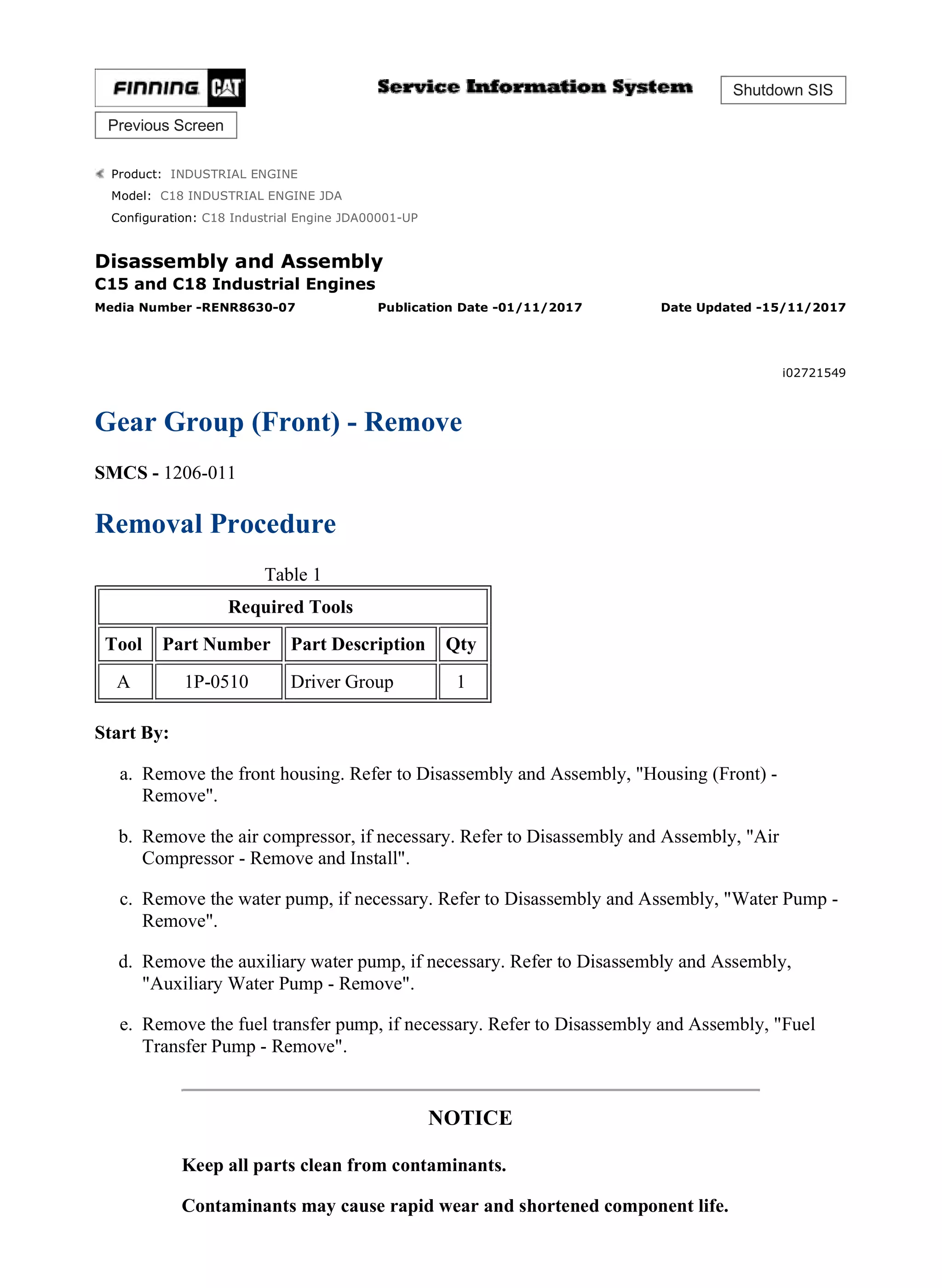 Caterpillar cat c18 industrial engine (prefix jda) service repair ...