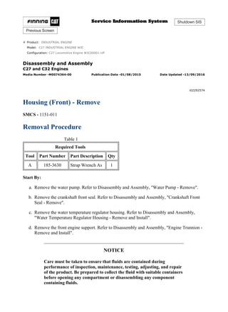 Caterpillar Cat C27 Locomotive Engine (Prefix WJC) Service Repair ...