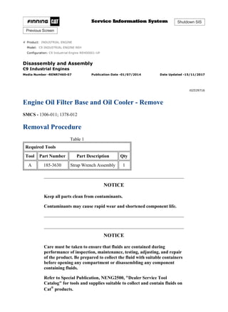 Caterpillar Cat C9 Industrial Engine (Prefix REH) Service Repair Manual ...