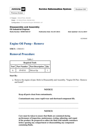 Caterpillar Cat C9 Industrial Engine (Prefix REH) Service Repair Manual ...