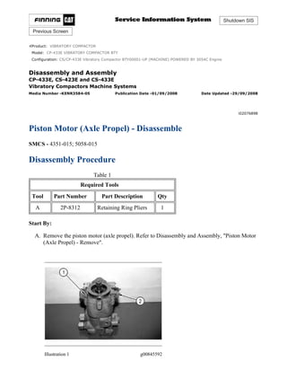 Caterpillar Cat CS-433E Vibratory Compactor (Prefix BTY) Service Repair ...