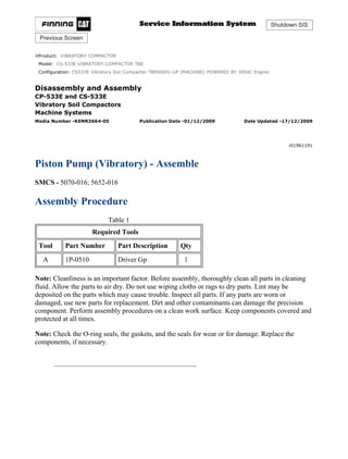 Caterpillar Cat CS-533E VIBRATORY COMPACTOR (Prefix TBE) Service Repair ...