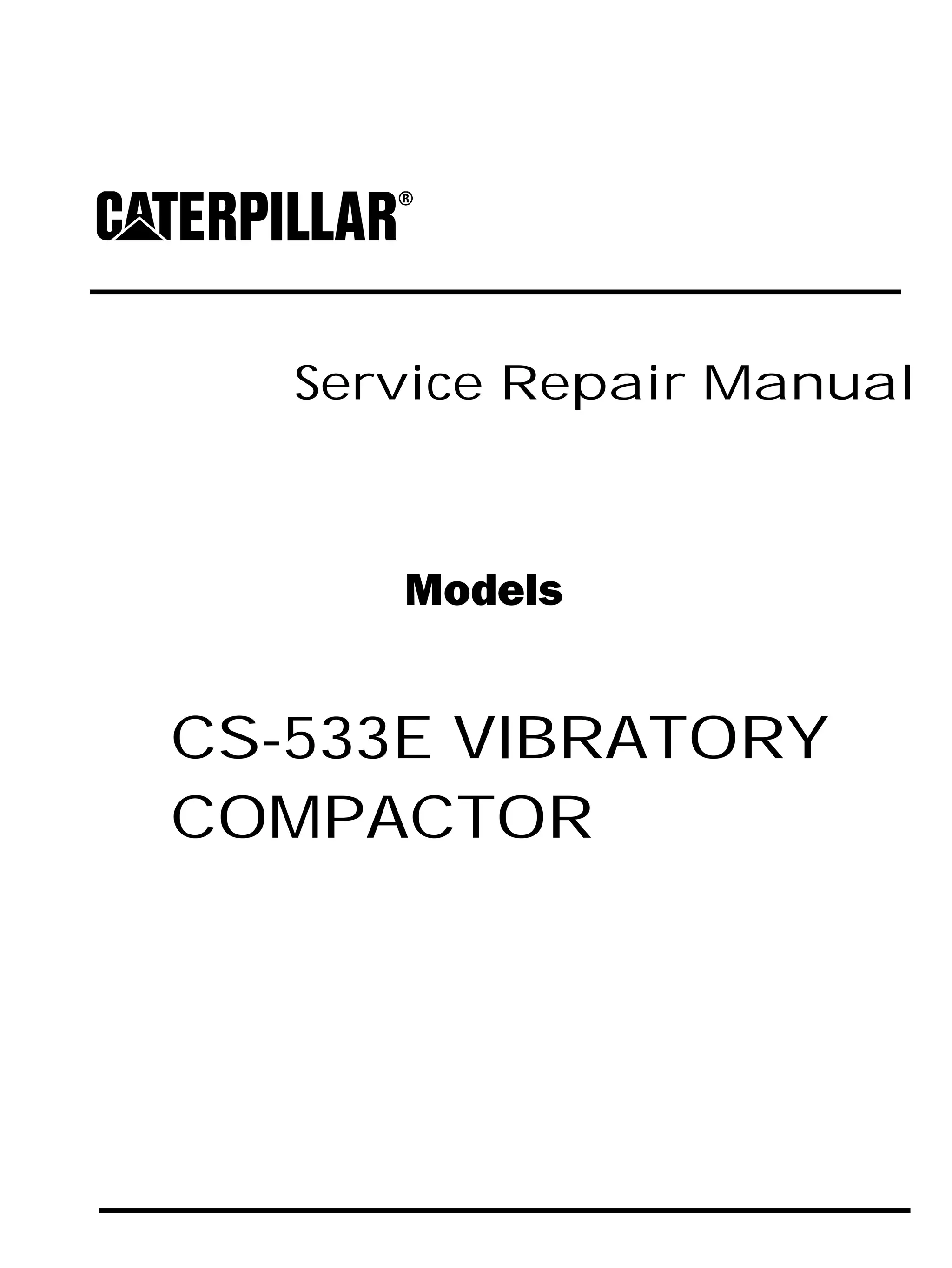 Caterpillar Cat CS-533E VIBRATORY COMPACTOR (Prefix TJL) Service Repair ...
