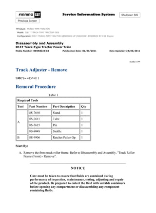 Caterpillar cat d11 t track type tractor (prefix geb) service repair ...