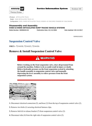 Caterpillar cat d400 d articulated truck (prefix 2jj) service repair ...