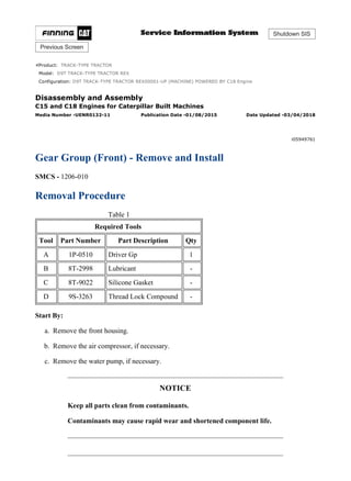 Caterpillar cat d9 t track type tractor (prefix rex) service repair ...