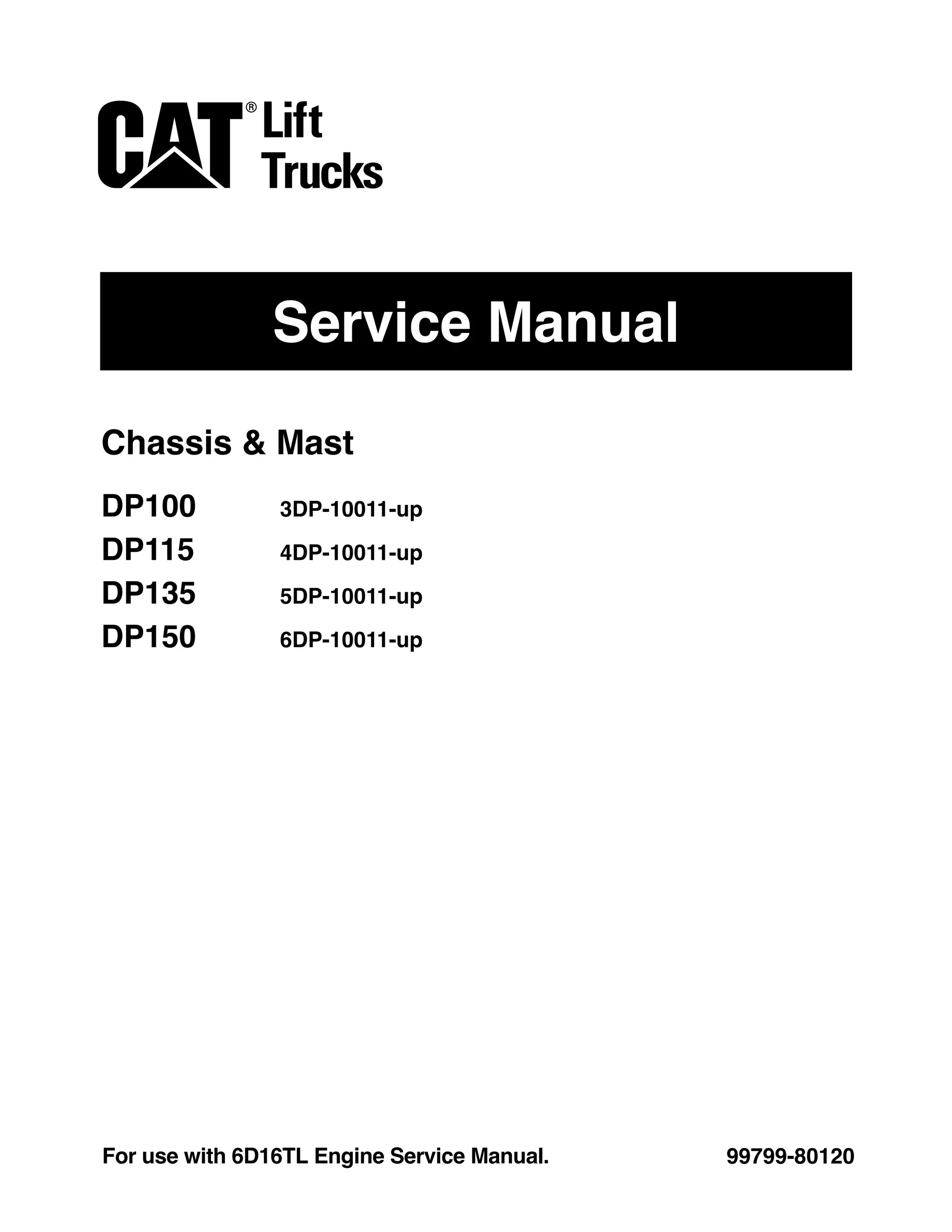 Caterpillar cat dp100 forklift lift trucks service repair manual sn：3 ...