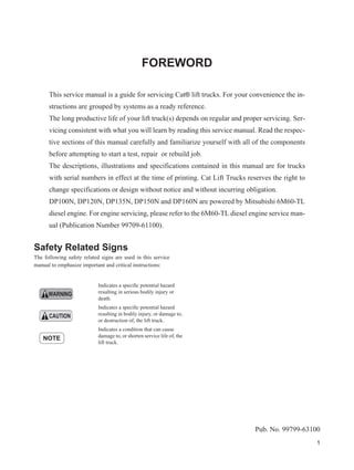 Caterpillar cat dp120 n forklift lift trucks service repair manual sn ...