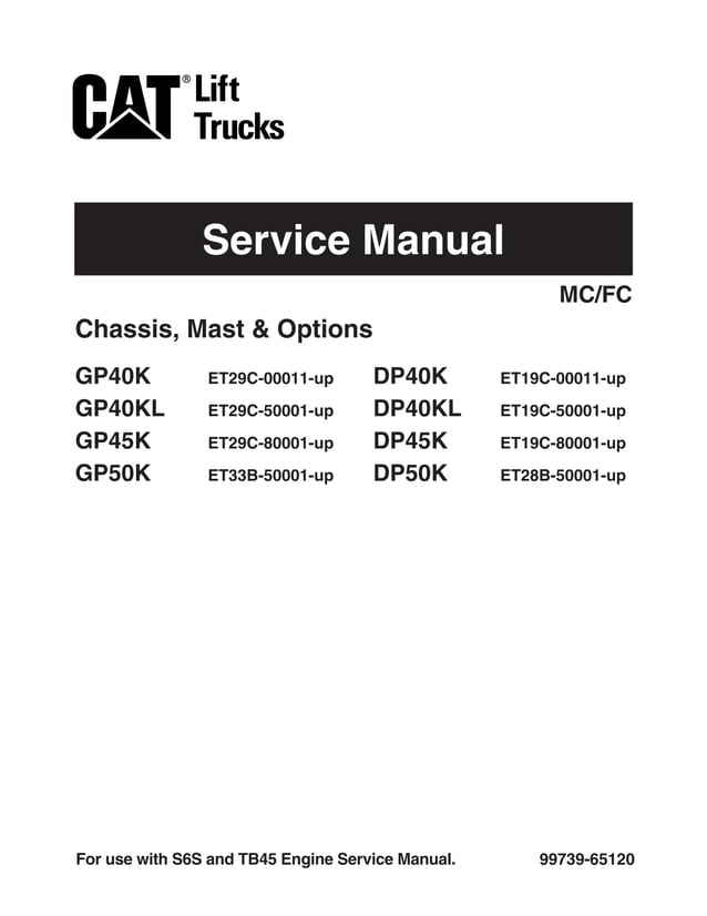 Caterpillar cat dp50 k forklift lift trucks service repair manual snet28b 50001 and up | PDF