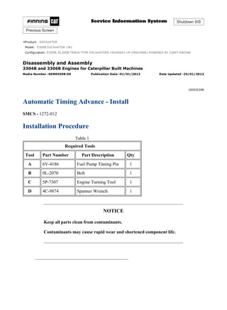 Caterpillar Cat E300B EXCAVATOR (Prefix 1WJ) Service Repair Manual ...