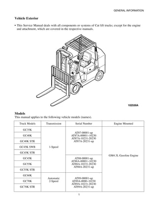 Caterpillar cat gc40 k forklift lift trucks service repair manual ...