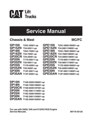 Caterpillar cat gp30 n forklift lift trucks service repair manual ...