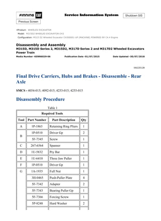 Caterpillar Cat M315D2 Wheeled Excavator (Prefix CH3) Service Repair ...