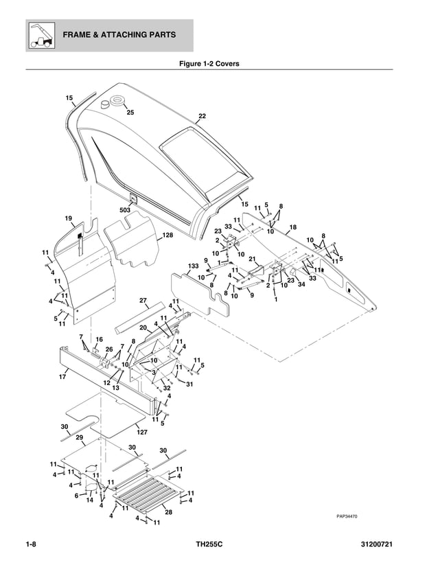 Caterpillar cat th255 c telehandler parts catalogue manual sn jk200150 ...