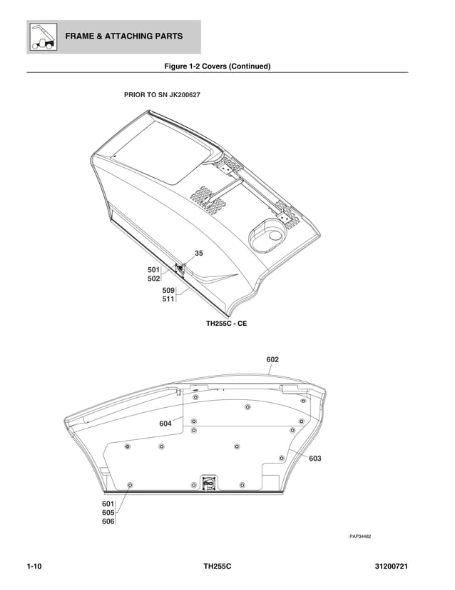 Caterpillar cat th255 c telehandler parts catalogue manual sn jk200150 ...