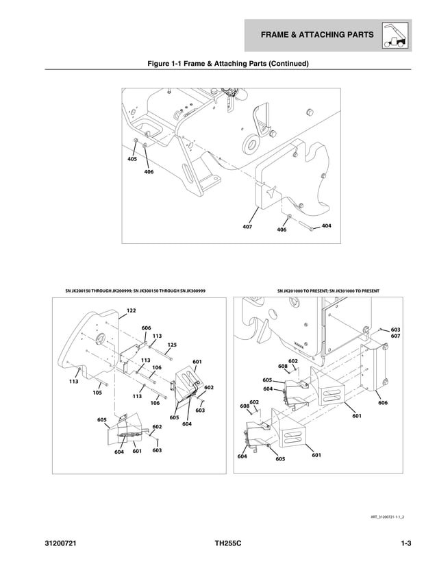 Caterpillar cat th255 c telehandler parts catalogue manual sn jk200150 ...