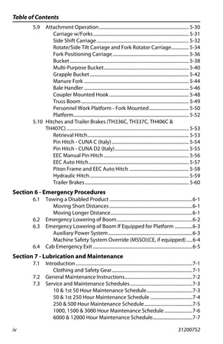 Caterpillar cat th406 c telehandler operator and maintenance manual | PDF