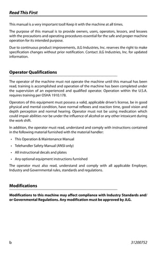 Caterpillar cat th407 c telehandler operator and maintenance manual | PDF