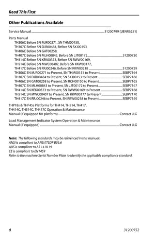 Caterpillar cat th514 c telehandler operator and maintenance manual | PDF