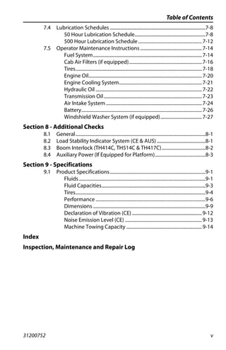 Caterpillar cat th514 c telehandler operator and maintenance manual | PDF