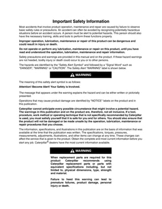 Caterpillar cat th560 b telehandler operator and maintenance manual sn ...