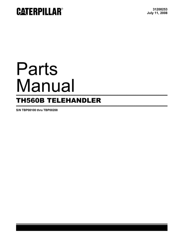 Caterpillar cat th560 b telehandler parts catalogue manual sn tbp00100 ...