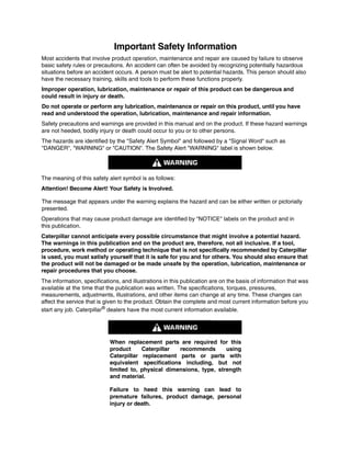 Caterpillar cat th580 b telehandler operator and maintenance manual sn ...