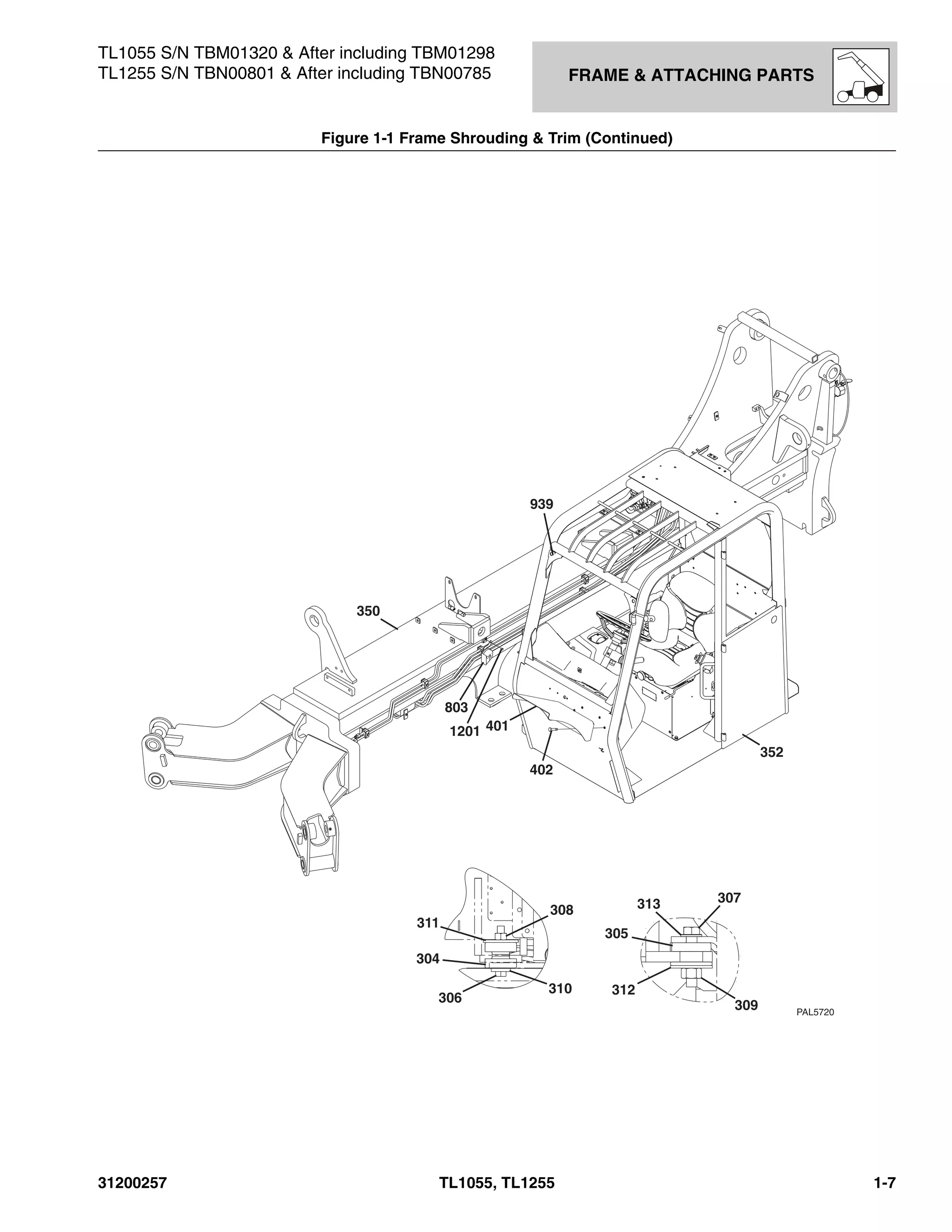 Caterpillar cat tl1055 tl1255 telehandler parts catalogue manual (sn ...