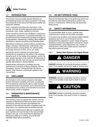 Caterpillar cat tl1055 tl1255 telehandler service repair manual (sn ...