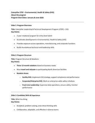 Caterpillar LTDP EHS Program Power Point | PDF