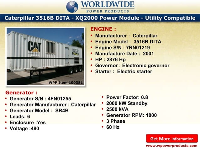 Caterpillar power modules sale 2011 | PPT