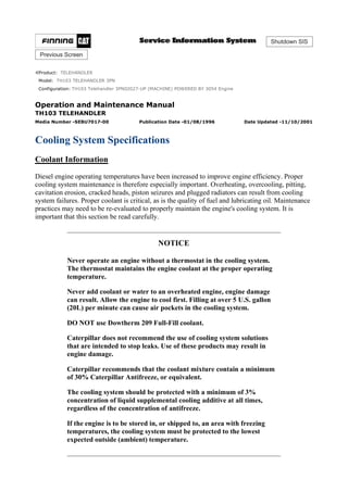 caterpillar TH103 telehandler operation maintenance manual | PDF