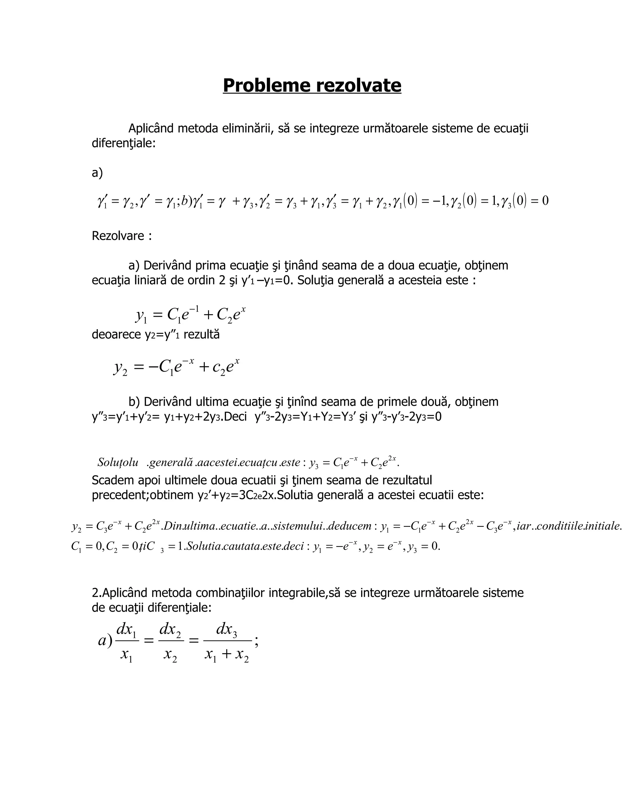 Cateva sisteme de ecuatii rezolvate | DOC