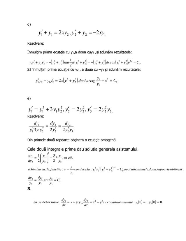 Cateva sisteme de ecuatii rezolvate | DOC