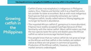 Catfish Production - Technology and Livelihood Education pdf | PDF