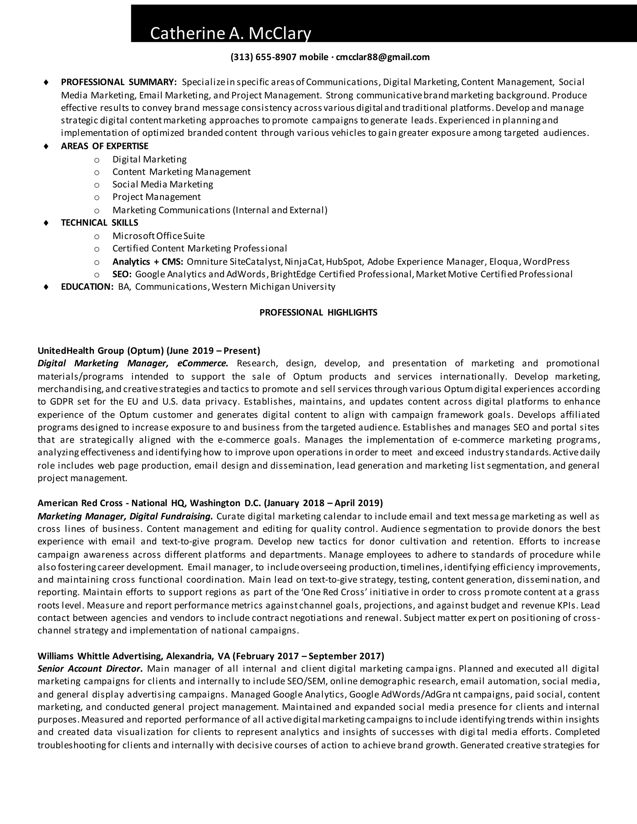 Catherine McClary Resume 2020 | PDF