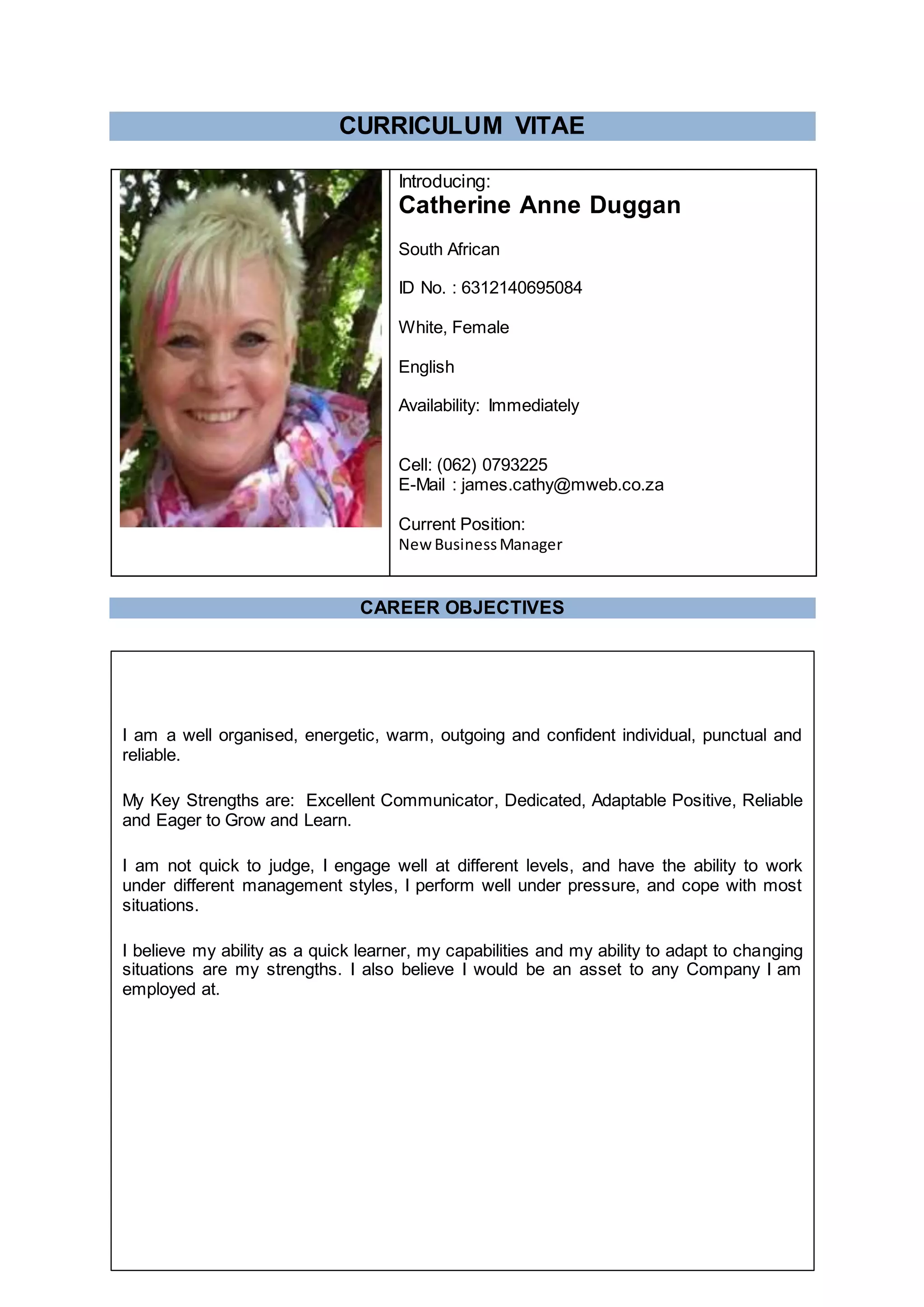 Catherine anne duggan cv no 3 | PDF