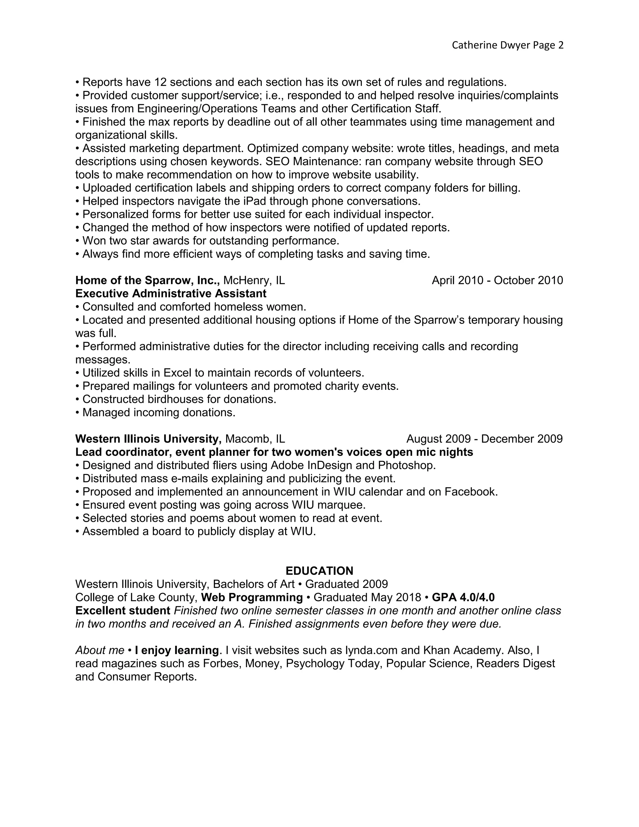 Catherine Dwyer Resume | DOC