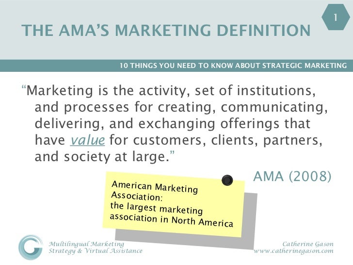 The 1st thing you need to know about Strategic Marketing: THE AMA’S ...