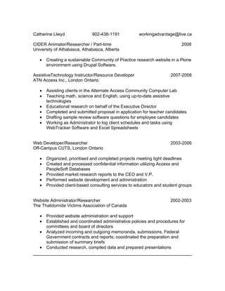 Catherine Llwyd Cv (2) | DOC
