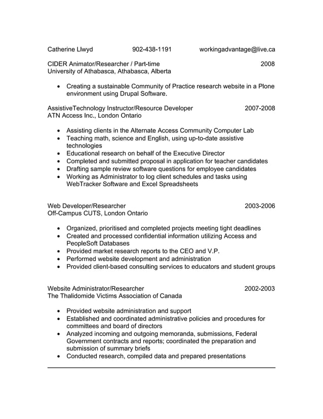 Catherine Llwyd Cv (2) | PDF