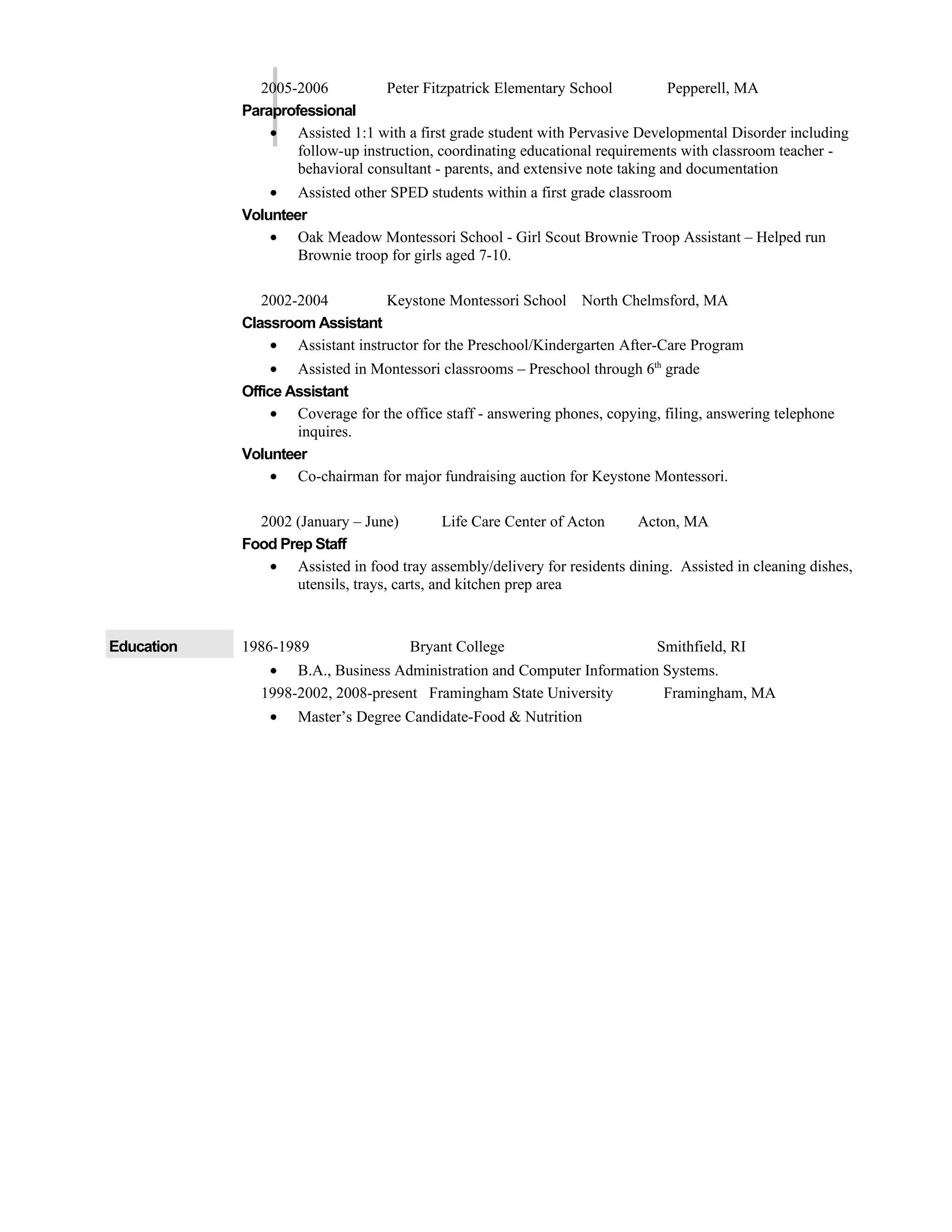 Catherine page resume 2010 | DOC