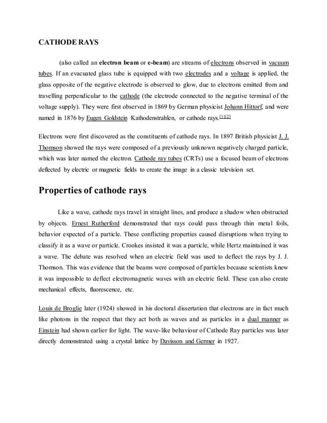 Cathode rays theory | PDF