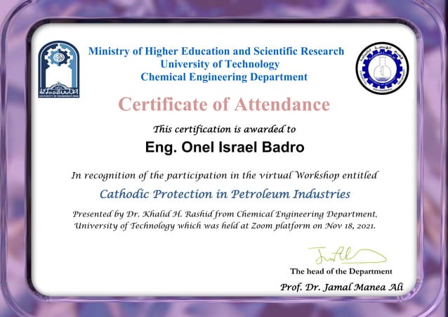 Onel Badro Certificate | PPT