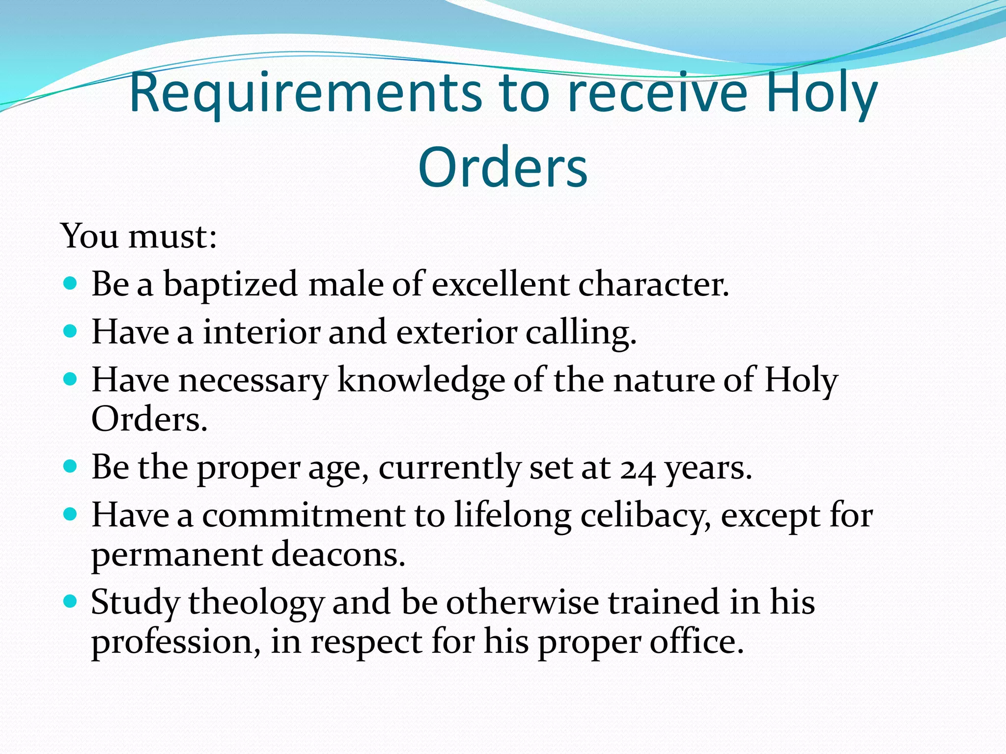 Catholicism power point holy orders | PPTX