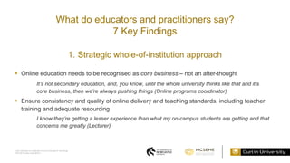 Improving student outcomes in online learning: The development of ...