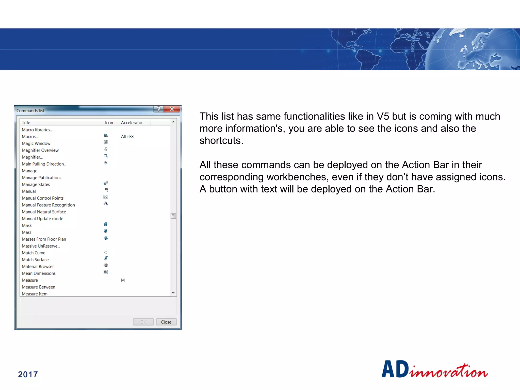 CATIA Commands Lists in 3DEXPERIENCE and V5 | PPT