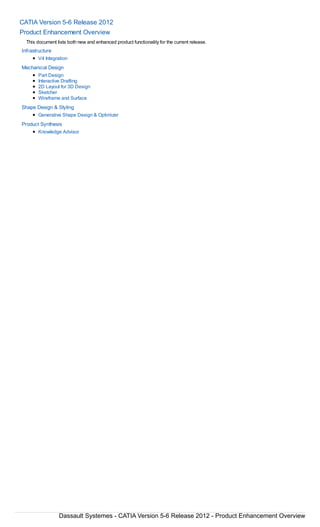 Catia productenhancementoverview v5-6r2012 | PDF