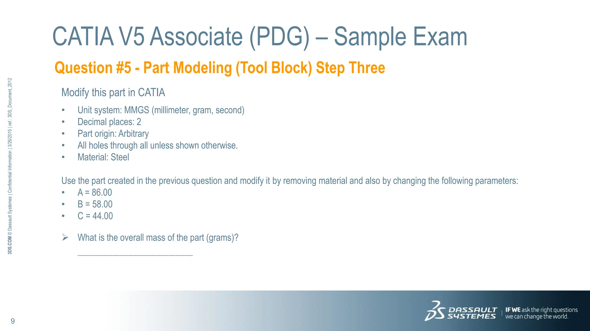 CATIA V5 Associate_Sample Exam-PDG(PART Design) | PDF